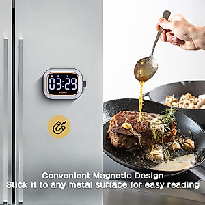 INKBIRD Visual Magnetic Timer with LED Backlit Display with Rechargeable Battery, Adjustable Volume& Countdown/up Clock for Reading, Studying, Fitness and Cooking