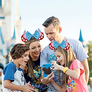 FANYITY Mouse Ears, Sequin Mouse Ears Headband for Boys Girls Women (Red)