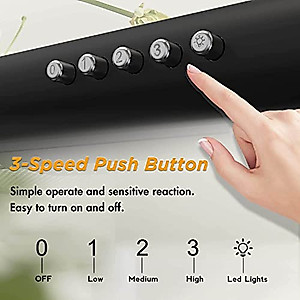 SNDOAS Range Hood 30 inch Under Cabinet with Charcoal Filter,Ductless Range Hood w/ 3 Speed Exhaust Fan,Stainless Steel Black Range Hood w/LED Light,Push Button,Under Cabinet Kitchen Hood