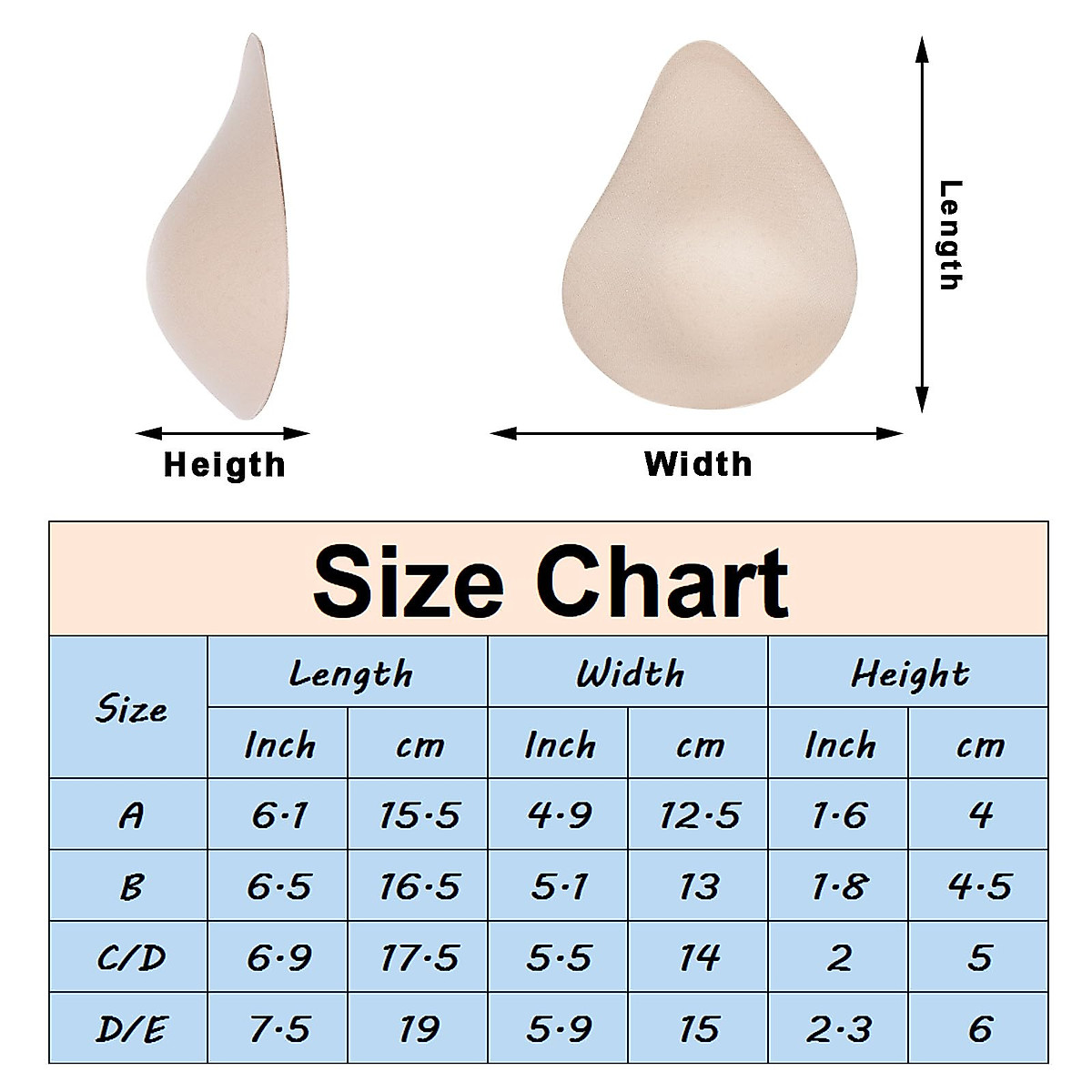 Miayon Cotton Breast Forms False Breast Prosthesis Sponge Boob Bra Insert Pad for Mastectomy Breast Cancer Support Women (D/E-Cup)