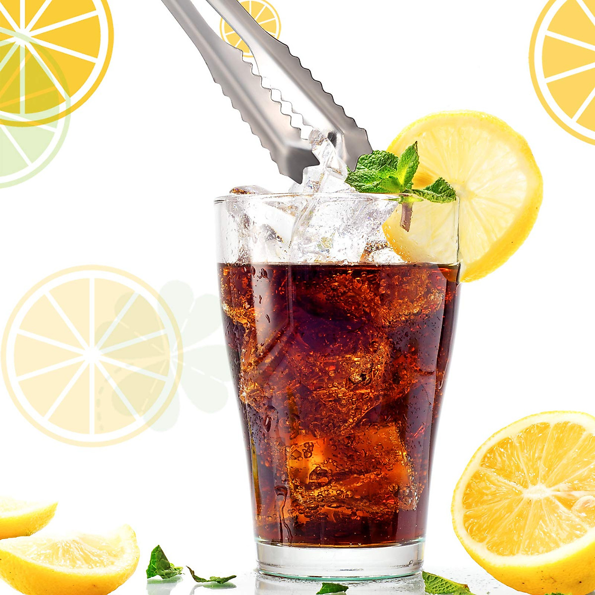 10 Pieces Ice Tongs Stainless Steel Tongs Sugar Ice Food Tongs Sawtooth Food Serving Kitchen Tongs for Serving Restaurant Hotel Ice Bucket, 7.5 Inch