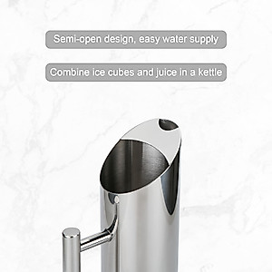 Water Pitcher Stainless Steel Serive Tool Food Grade for Restaurant, Home, Hotel, Jug with Ice Guard and Handle, Perfect for Cold Water, Iced Tea, Coffee, Juice or Cold Beverages - 49 Oz / 1.4 Littre