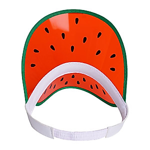 Sun Visor Hat UV Sports Watermelon Pattern Cap Tennis Golf UPF Visors Headwear for Men Women Outdoor Summer Travel Red