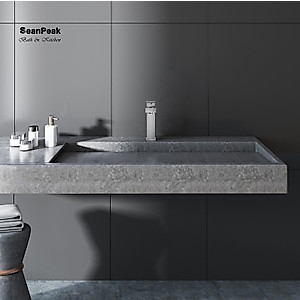 SeanPeak Brushed Nickel Bathroom Faucet, Solid Brass Bathroom Sink Faucet, Lead-Free Single Handle Vanity Faucets with Water Supply Hoses & Drain Stopper