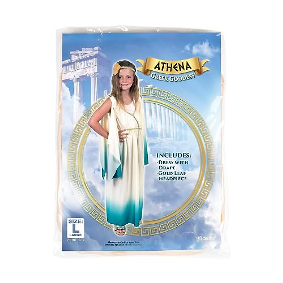 Kangaroo Greek Goddess Dress with Gold Leaf Headpiece I Perfect for Greece Dress Up Halloween Fairy Cosplay Athena Costume