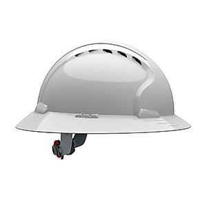 Evolution Deluxe 6161 280-EV6161-10V Full Brim Hard Hat with HDPE Shell, 6-Point Polyester Suspension and Wheel Ratchet Adjustment Vented, White