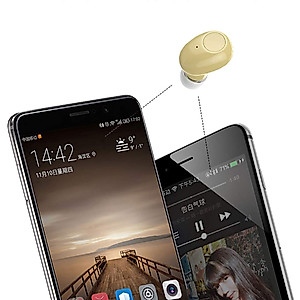 NVAHVA Single Bluetooth Earpiece10 Hrs Playtime,Wireless Headphone, Mini Bluetooth Headset Hands-Free Car Earphone,Cell Phone Bluetooth Earbud for iOS Android Smart Phones PC TV Audiobook (Beige)