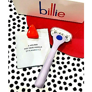 BLESS LINEN Billie Shaving Razor Start Set - with 2x 5-Blade Cartridges and the Magic Holder - DreamPop Color, 4 Piece Set