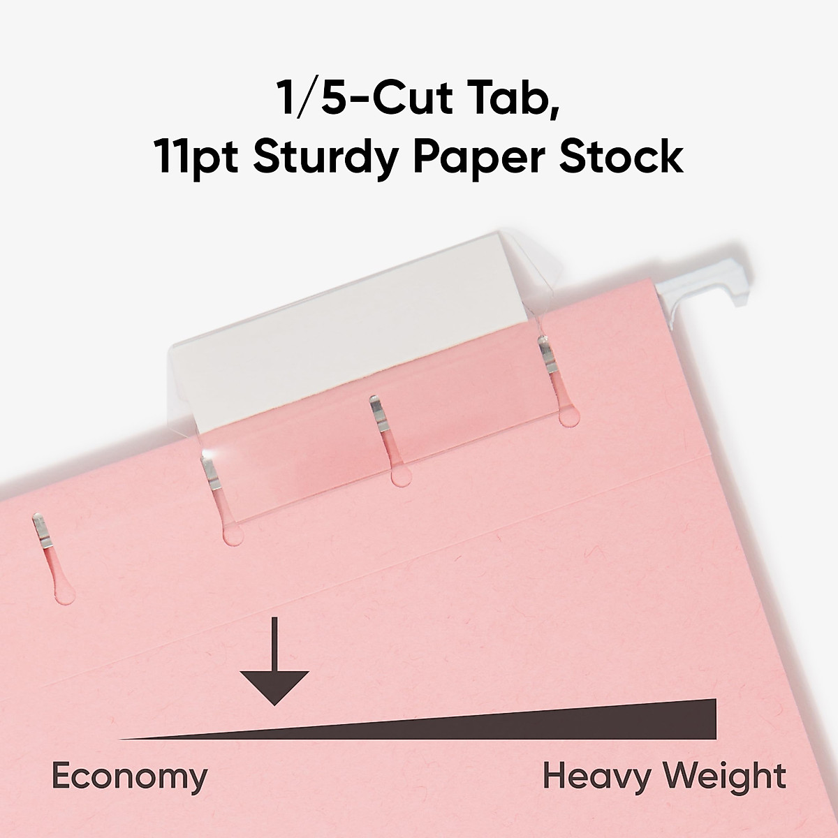 Smead Standard Hanging File Folders, 25 Count, Pink, 1/5-Cut Adjustable Tabs, Letter Size (64066)