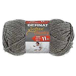 Bernat Softee Chunky BB True Gray Yarn - 1 Pack of 14oz/400g - Acrylic - #6 Super Bulky - 431 Yards - Knitting, Crocheting & Crafts