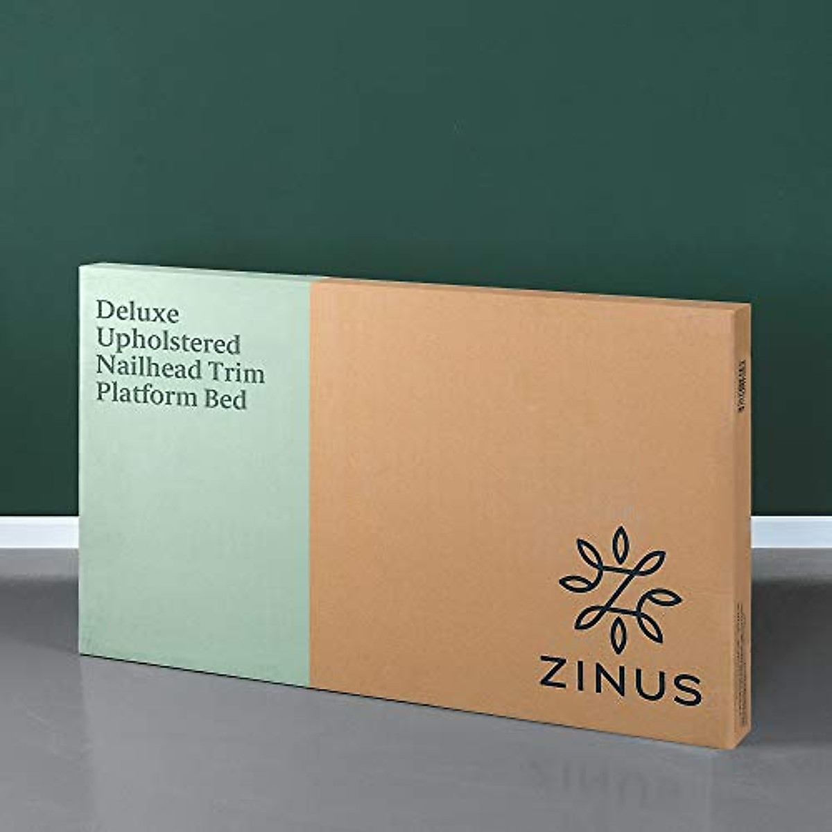 ZINUS Julio Upholstered Platform Bed Frame, Mattress Foundation, Nailhead Platform Bed Frame, Wood Slat Support, No Box Spring Needed, Easy Assembly, King