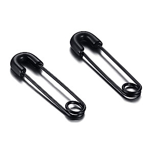 Stainless Steel Stylish Cartilage Earrings Punk Goth Safety Pin Earrings for WomenSleeper Hoops Black