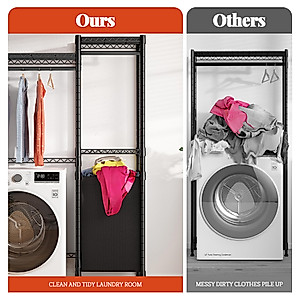 Raybee Over The Washer and Dryer Storage, Laundry Room Organization, Laundry Room Organization and Storage,78.7”W Laundry Room Shelves with Laundry Hamper and Hooks Washer and Dryer