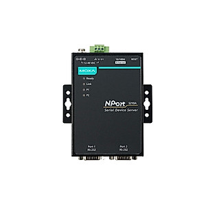Moxa NPort 5210A - 2 Ports Device Server, 10/100M Ethernet, RS-232, DB9 Male, 15KV ESD, 0.5KV Serial Surge, 12~48VDC, 0~60°C