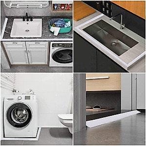 Duzzy 39 Inch Clear Shower Threshold Water Dam, Self-Adhesive Silicone Shower Water Guard Blocker Suitable for Bathroom and Kitchen