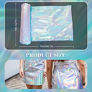 Ganeen 11 Yard Iridescent Fabric Organza Fabric Sheer 59 Inches Wide Rainbow Laser Gradient Lace Holographic Gauze for DIY Dress Curtain Costume Background Wedding Party Decor (White)