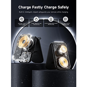 3 in 1 Wireless Charging Station for Apple, VOIDAY Ace Foldable Mag-safe Charger, Magnetic Travel Pad for iPhone 14/13/12 Series,iWatch Series, AirPods Series (Adapter Included)