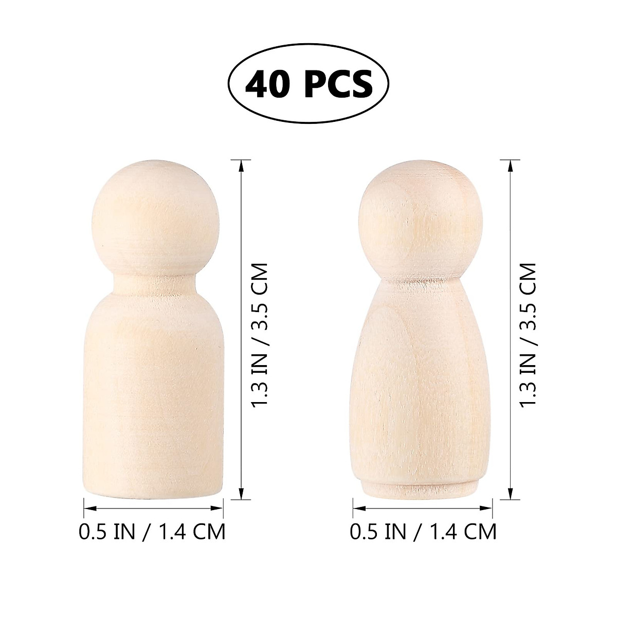 Christmas Doll 40Pcs Wooden Peg Dolls Unfinished Peg People Unpainted Wood Figures Decorative for DIY Graffiti Painting, Arts, Crafts Projects Wooden Toys Unfinished Wood