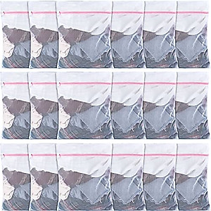 18 Pcs Fine Mesh Laundry Bags White Mesh Wash Bag Washing Machine Zipper Net Lingerie Bags for Washing Delicates Clothes Garment Underwear Blouse Hosiery Stocking Travel (Pink Zipper, 16 x 20 Inch)