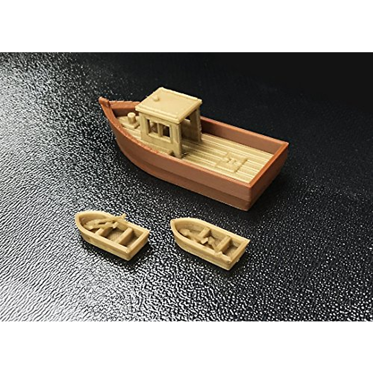 Outland Models Railroad Scenery Large Fishing Boat w 2 Small Boats HO Scale 1:87