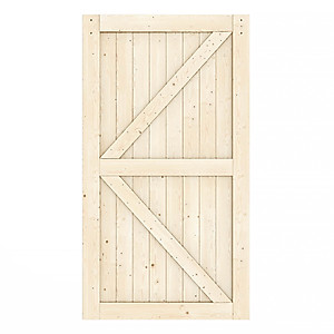 ZEKOO 46in x 84in Classic Style Sliding Barn Door Slab,Solid Spruce Wood Unfinished, Pre-drilled, Easy to Install Assemble, Interior Barn Door Wood Panel