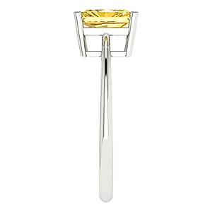 Clara Pucci 1.0 ct Radiant Cut Solitaire Natural Yellow Citrine gemstone Bridal Designer Anniversary Engagement Ring Real 14k White Gold