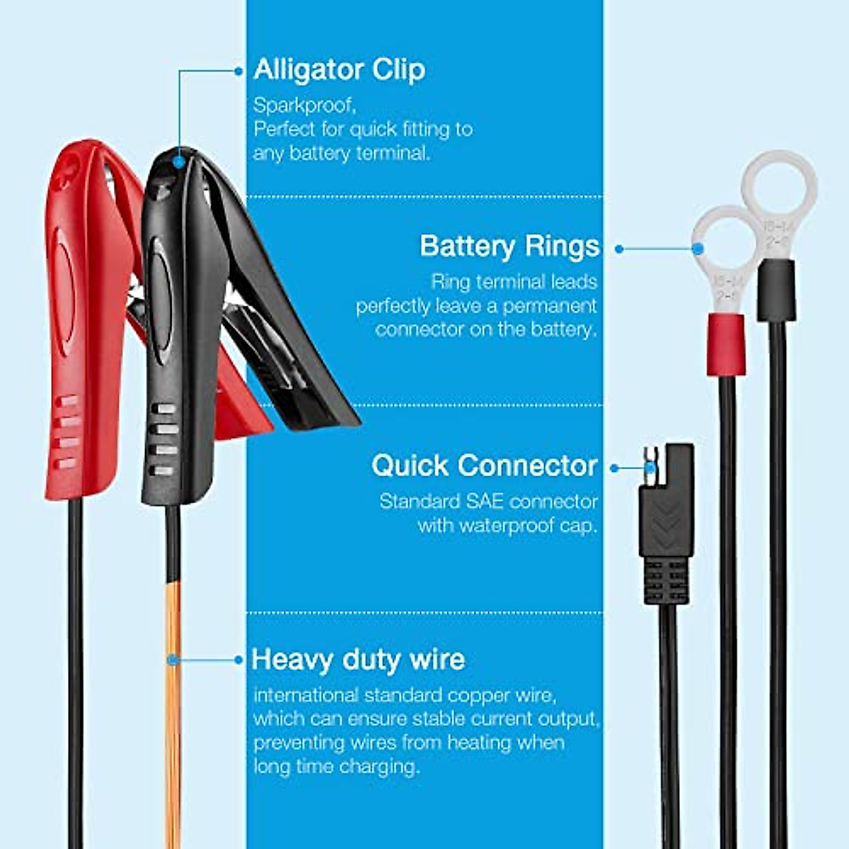 EBL 6V 12V Battery Charger 1.5A Car Charger - Portable Automotive Car Battery Charger Trickle Charger Battery Maintainer with Temperature Compensation for Cars, Motorcycles, Boats, ATVs, RVs