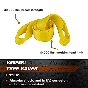 HAMPTON PROD Keeper – 3” x 6’ Tree Saver Winch Strap for Electric - 10,000 lbs. Working Load Limit and 30,000 lbs. Break Strength