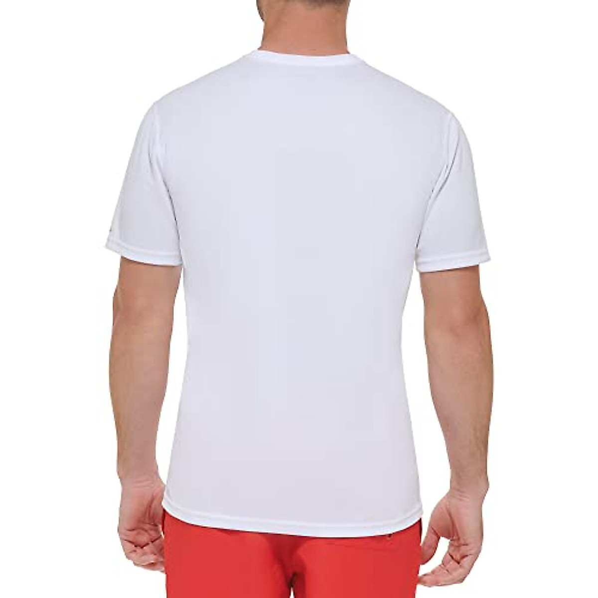 Calvin Klein Men's Standard Light Weight Quick Dry Short Sleeve 40+ UPF Protection Active Top, White Logo, X-Large