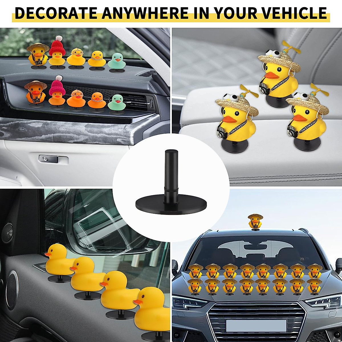 YIBEICO 40pcs Duck Plug, Rubber Duck Mount, Flock Locker Rubber Duck Holder Dashboard for Jeep Dash & Fixed Display, Gift for Jeep Lover, (Rubber Duck Excluded) Double-Sided Stickers Included (40pcs)…