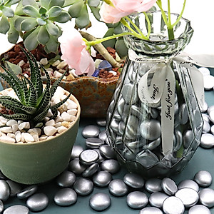 Koltose by Mash Silver Flat Marbles for Vases, 5 LB Decorative Beads Vase Fillers, Crafts, Table Scatter, Wedding and Party Centerpieces, Home Décor, Gemstones, Mosaics, Floral Displays Arrangements