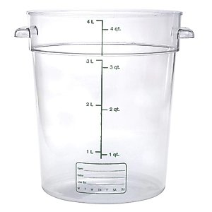 Carlisle FoodService Products Storplus Round Food Storage Container with Stackable Design for Catering, Buffets, Restaurants, Polycarbonate (Pc), 4 Quart, Clear
