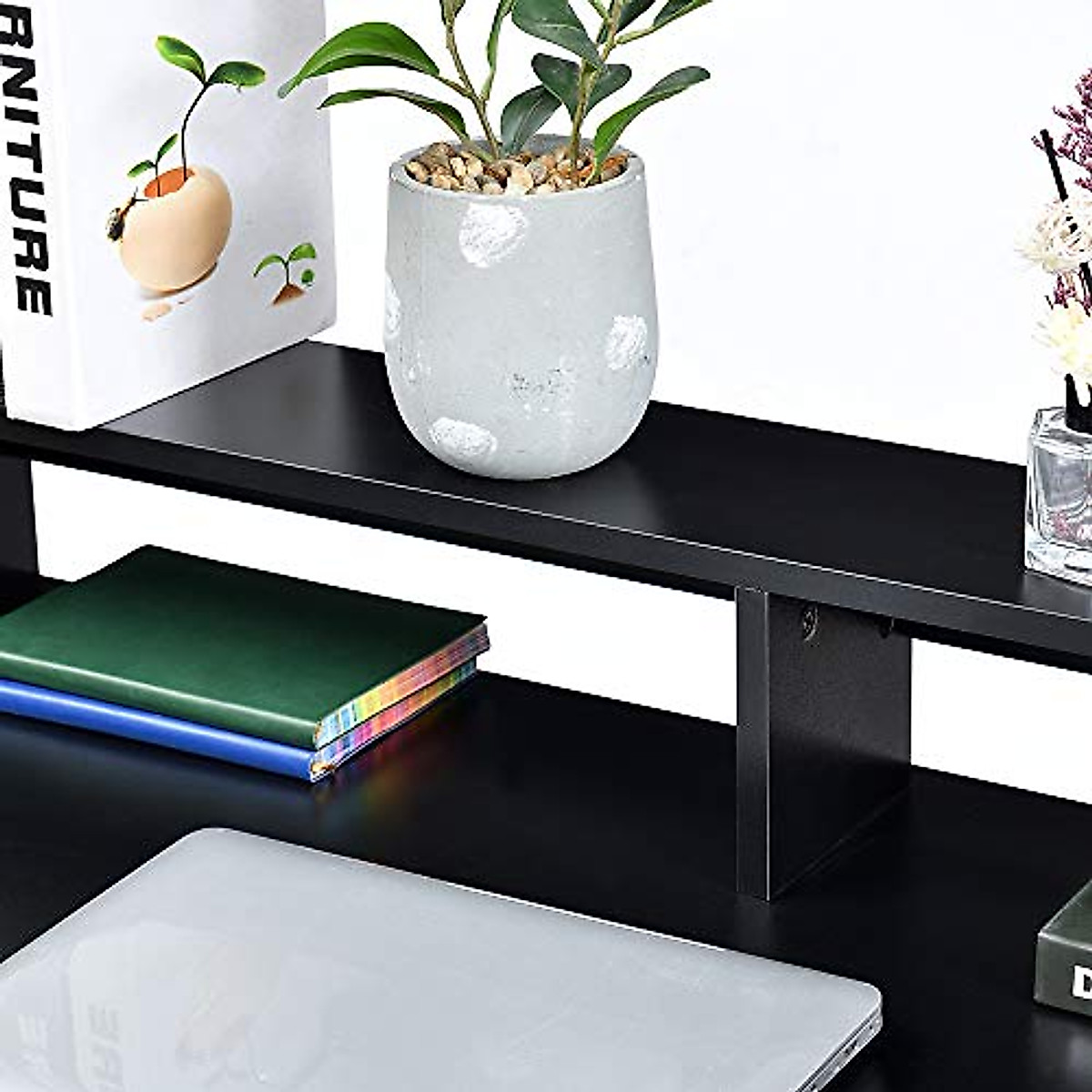 ROCKPOINT Axess Black Computer Keyboard Tray and Drawer Small Home Office Bedroom, Homework and School Studying Writing Desk for Student with Storage