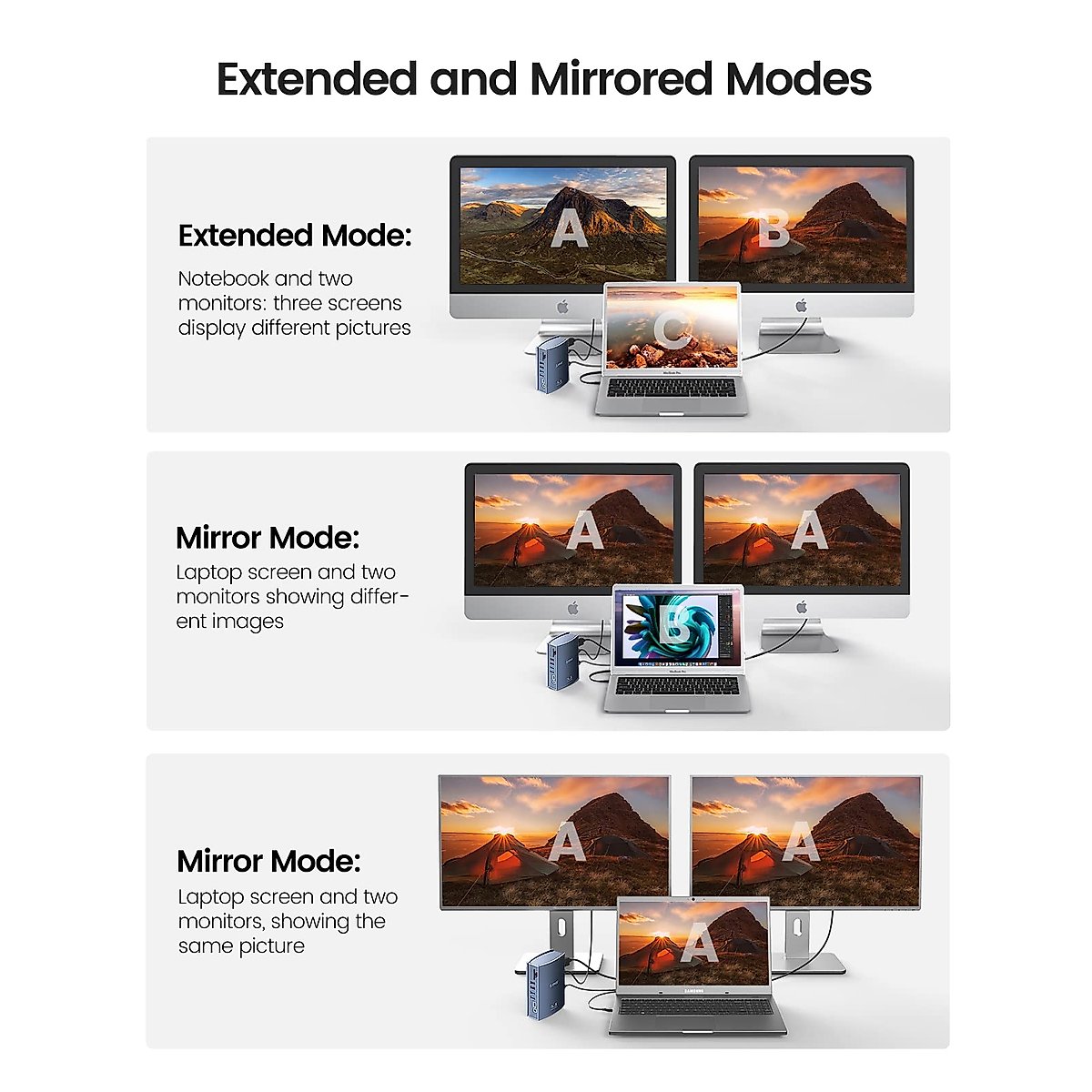 ORICO MacBook Docking Station for MacBook Pro M1, Mac, Window, 15 in 1 USB C Triple Display Docking Station with Dual Moniter 4K HDM, 8 USB Ports, Display Port, 100W PD, RJ45, 3.5mm Audio, TF/SD