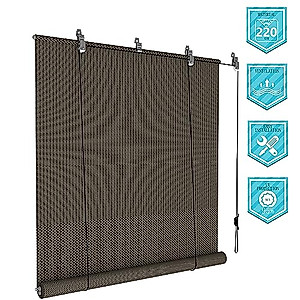 Coarbor Outdoor Roll up Shades Blinds for Porch Patio Shade Exterior Roller Shade Privacy Shade Screen for Deck Pergola Gazebo Brown 8'W x 6'H