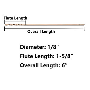 VALYRIANTOOL 1/8 in. x 6 in. Cobalt Aircraft Extension Drill Bits Set(5PCS), M35 High Speed Steel Drill Bit Extra Long Deep Hole Drilling for Stainless Steel, Plastic and Wood