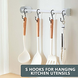 WSSROGY 35 Pcs S Hooks Hangers with Safety Buckle 3.6 inch Closet Hooks Fence Hooks for Hanging Plants, Kitchenware