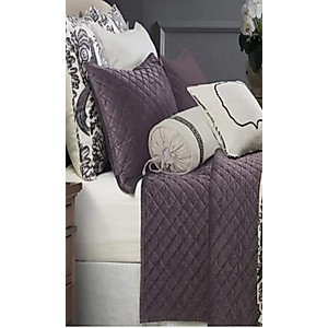 HiEnd Accents French Country Bedding Augusta Toile 7 Piece Duvet Cover Set with Duvet Cover, 2 Pillow Shams, 3 Euro Shams, 1 Decorative Pillow, Super Queen Size, Amethyst French Toile Bedding