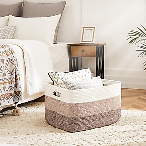 Artfeel Blanket Basket,Rectangle Woven Baskets for Storage,65L Laundry Basket for Decorative Nursery Blanket,Toys,Dirty Clothes and Magazine in Shelves,Baby Room,and Living Room