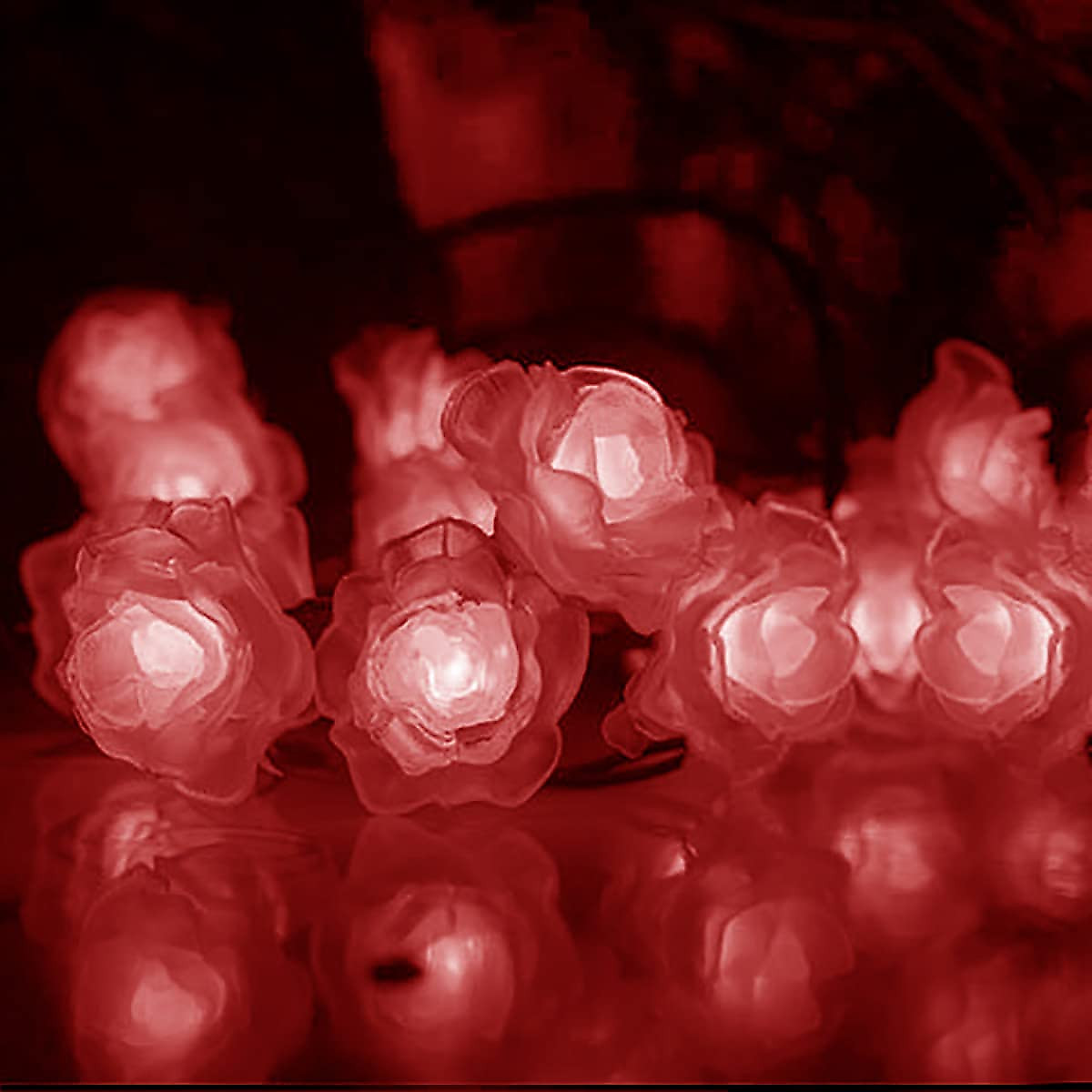 WONFAST Solar Flower String Lights, Waterproof 20FT 30LED Rose Flower 8Mode Solar Starry Ambiance Lighting Fairy String Lights for Gardens Path Home Wedding Party Christmas Decor (Red)