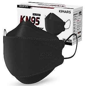 KIMARS KN95 Face Masks 50 Pack, Breathable Comfortable and Disposable KN95 Mask, Black