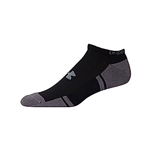 Under Armour Adult Resistor 3.0 No Show Socks, Multipairs , Black/Graphite (6-Pairs) , Large