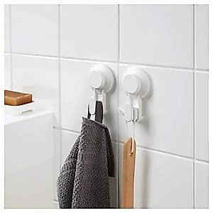 Ikea TISKEN Hook with Suction Cup, White(Pack of 2)