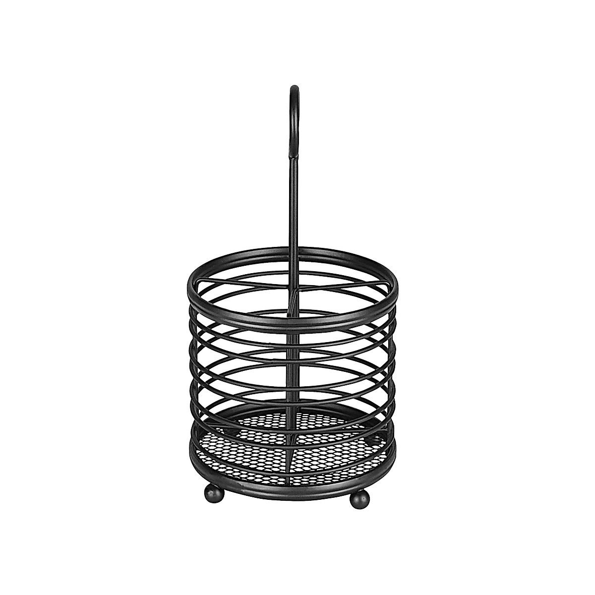 Spectrum Diversified Contempo Caddy Cutlery, Modern Dining Table Décor & Kitchen Organization, Silverware Holder with Handle, Black