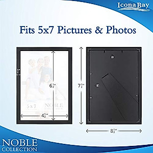 Icona Bay 5x7 Black Picture Frame, Modern Professional Frame, Noble Collection
