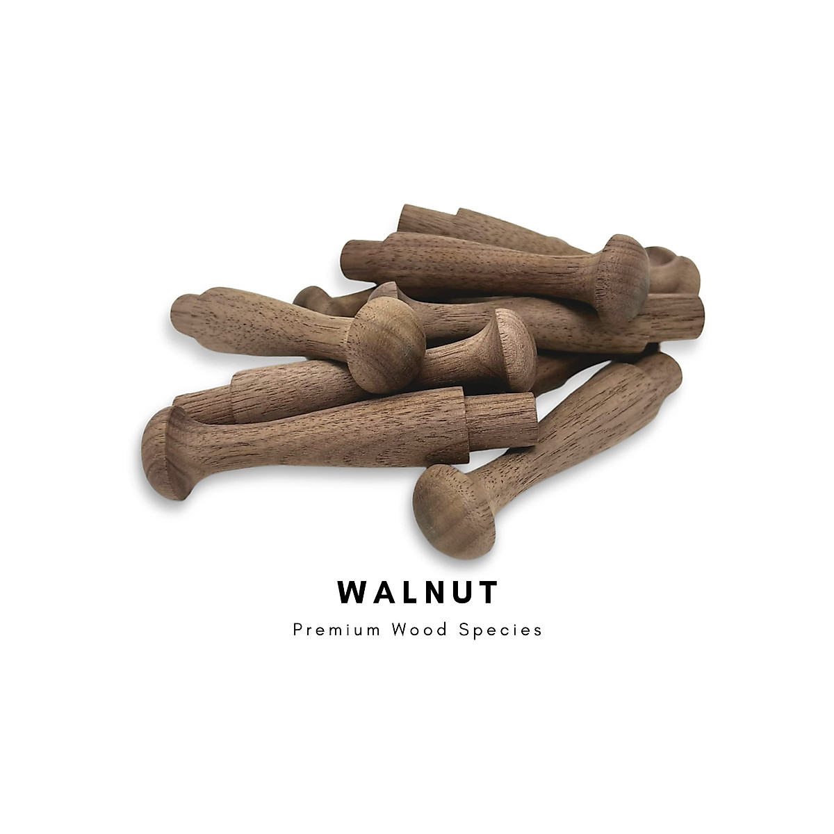 Balsam Point Workshop Walnut 3.5-Inch Premium Unfinished Wood Shaker Pegs with 5/8-Inch Tenon Sanded Smooth for Staining - Use for Crafting and Woodworking (10-Pack)