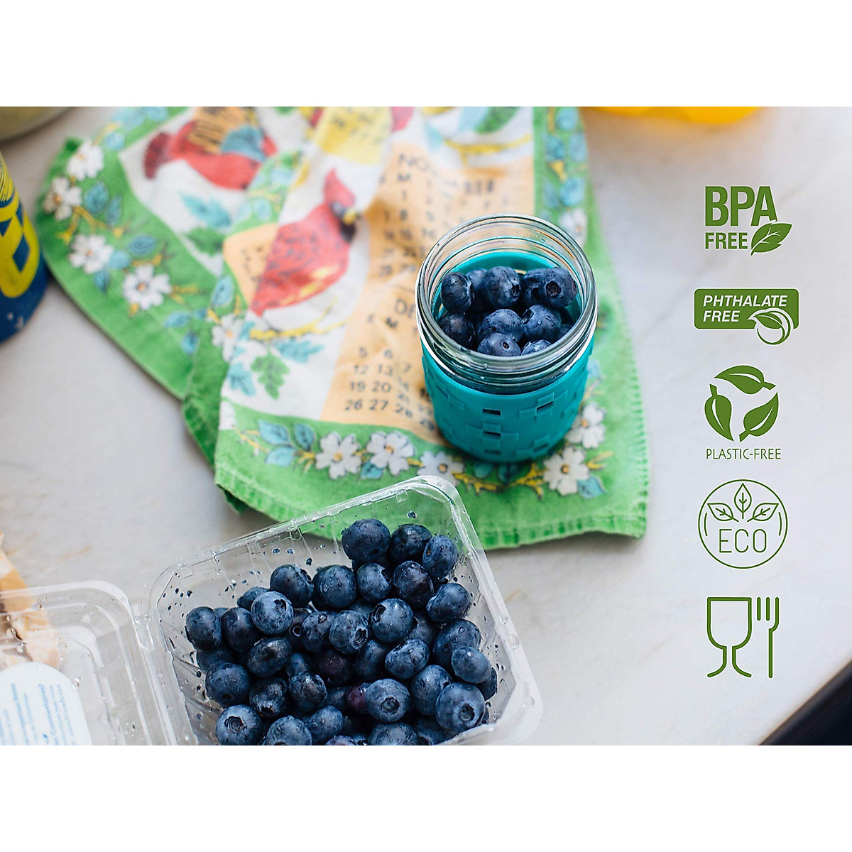 JarJackets Silicone Mason Jar Protector Sleeve - Fits 8oz REGULAR mouth Jelly Jars (4, Multicolor)