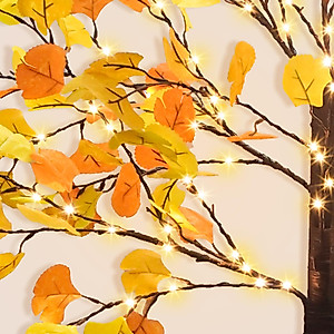 Ruidazon 4 FT Prelit Fall Lighted Ginkgo Tree with 140 LEDs Timer Fall Tree with Lights & 8 Flashing Modes Autumn Decoration for Home Wedding Indoor Outdoor Thanksgiving Halloween Christmas Decor