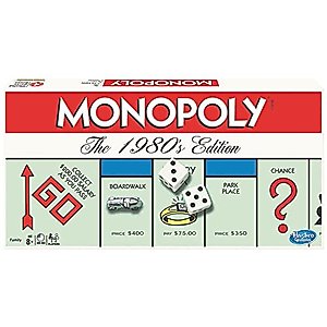 Monopoly The 1980's Edition With Original 1980's Artwork & Components incl. All Classic Tokens, by Winning Moves Games USA, Classic Family Board Game with Classic Tokens, for 2 to 8 Players, Ages 8+