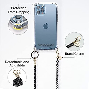 phonecklace iPhone 13Mini Crossbody Phone Case with Adjustible Chain Strap -Shockproof Cellphone Cover with Metal Component for Safe. Detachable 14K Gold Plated Chain Strap(Clip Chain)